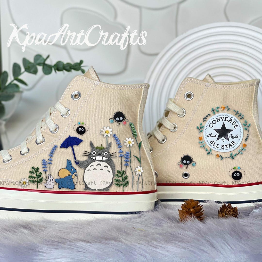 Neighbours Anime Embroidered Converse, Cartoon Character Embroidered ...