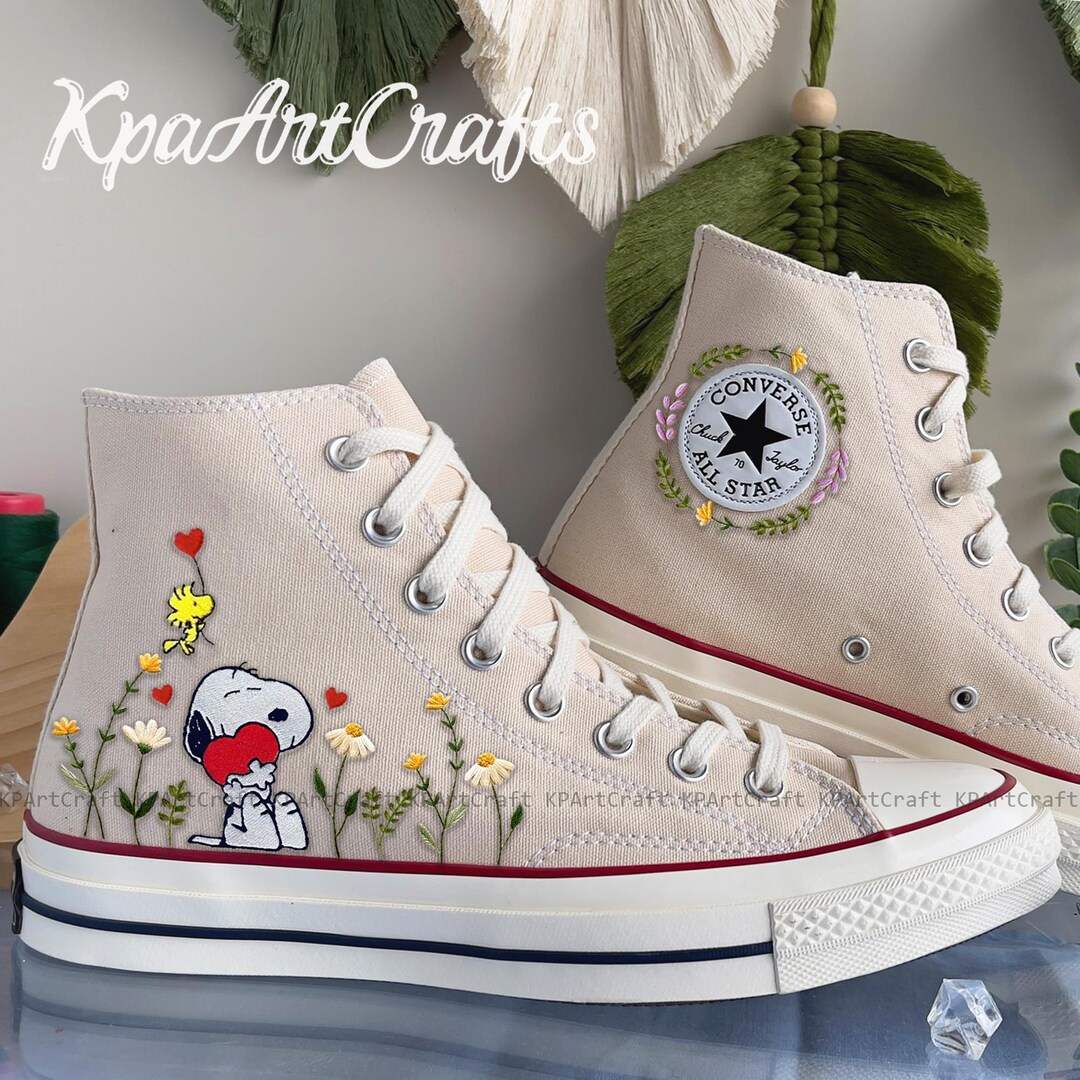 Cute Dog Embroidered Converse, Daisy Flower Embroidered Converse ...