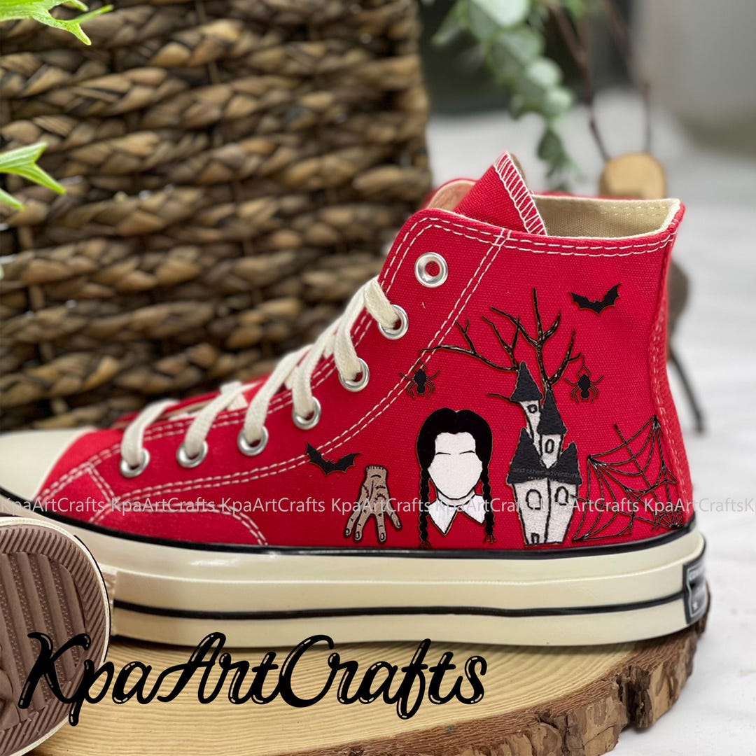 Wednesday Embroidered Converse, Dance With My Hands Shoes, Custom ...