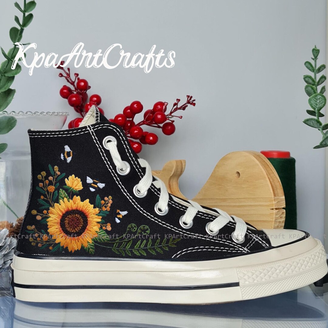 Converse Sunflower Embroidered, Converse High Tops Chuck Taylor ...