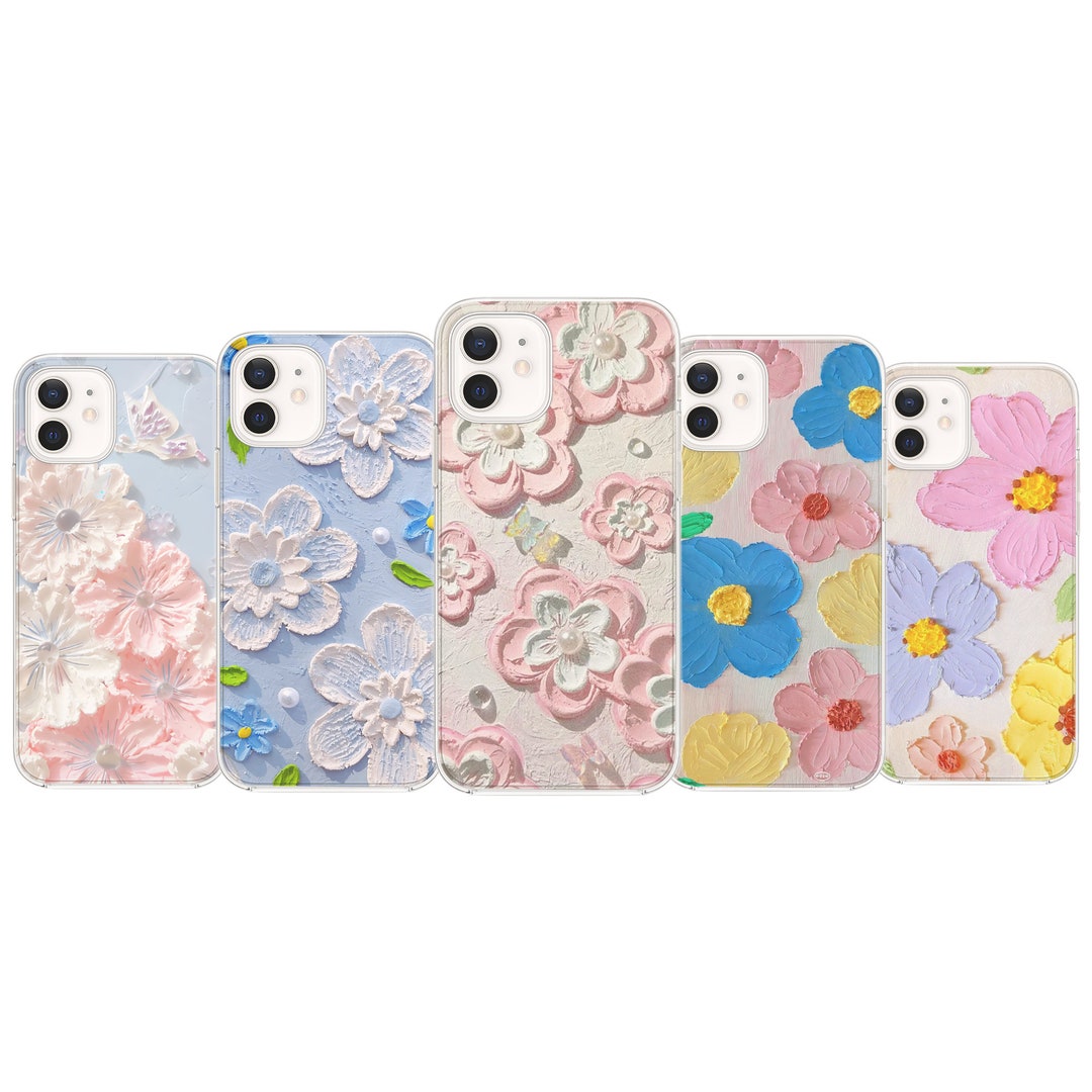 Oil Paint Flower Phone Case, Retro 3D Flower Oil Painting Case, 3D ...