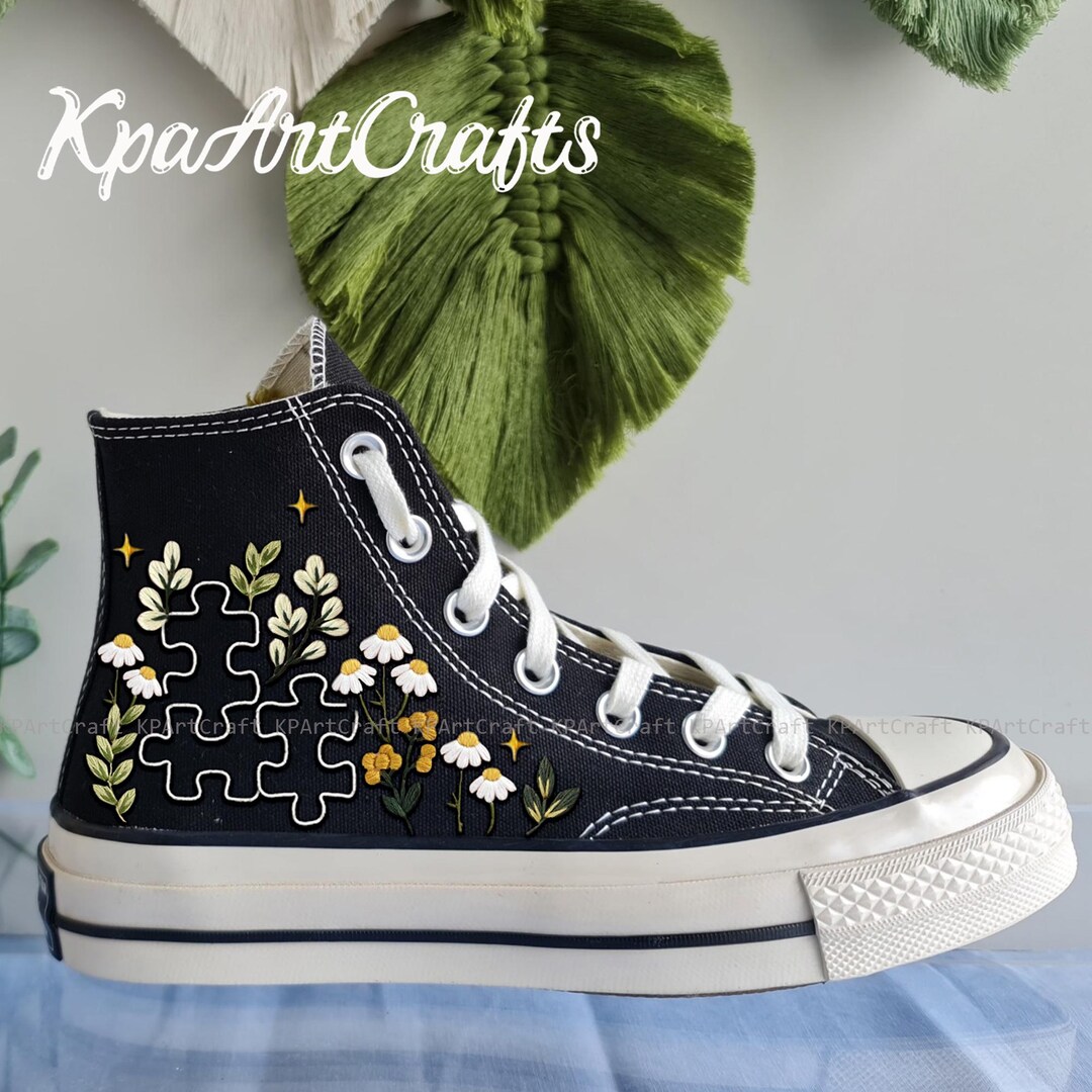 Autism Embroidered, Converse Embroidery Autism Flower, Autism Awareness ...