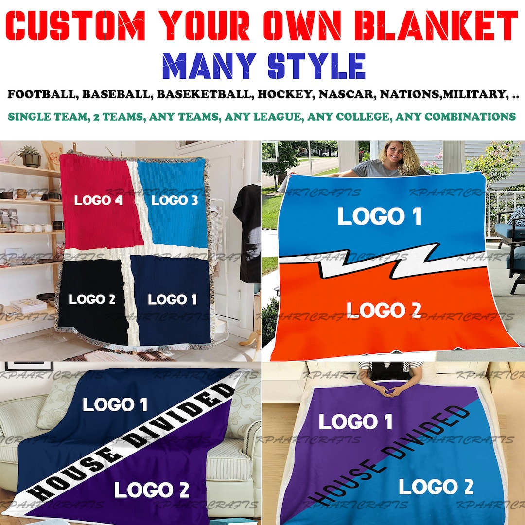 Personalized House Divided Blanket, Basketball, Baseball, Football ...