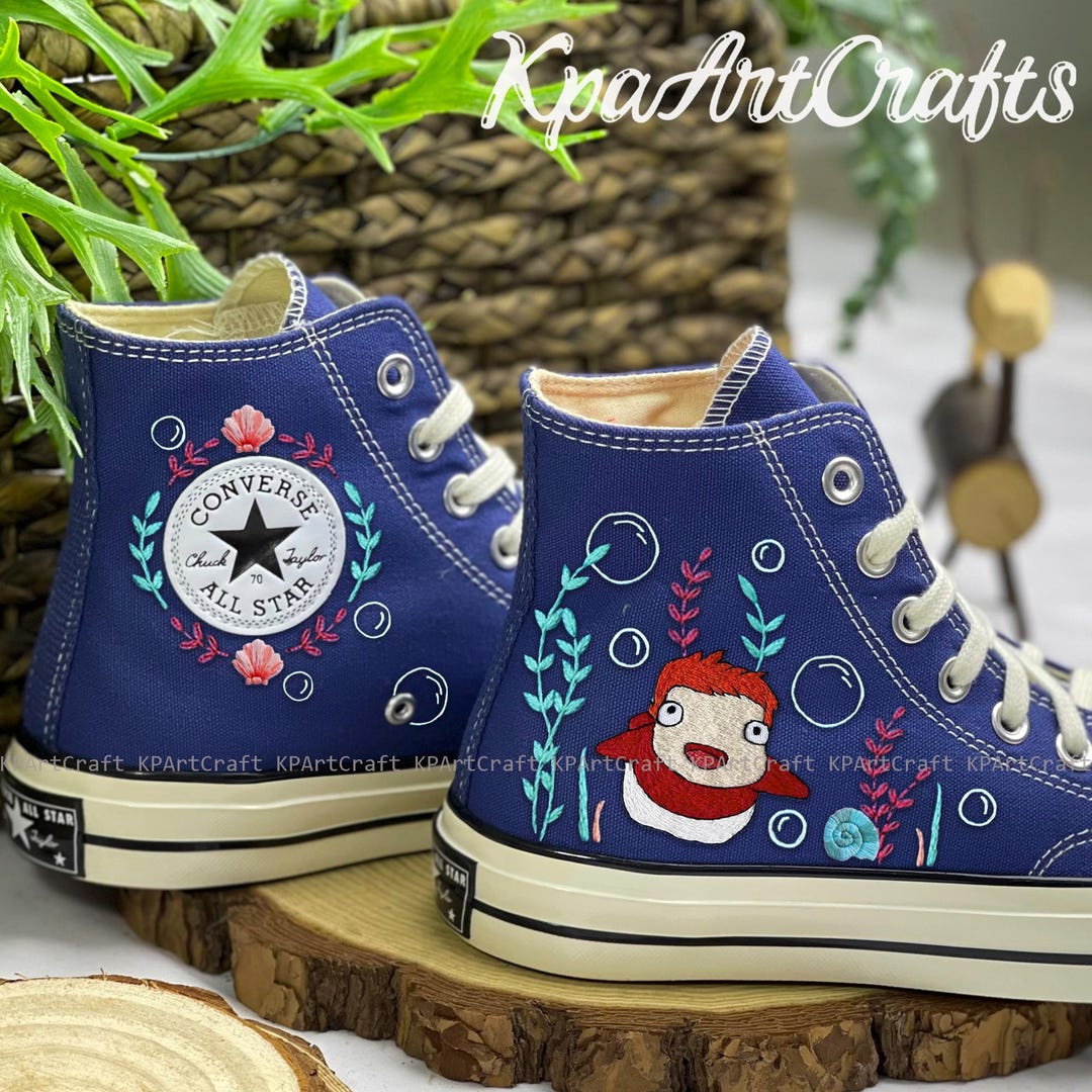 Pon.yo Embroidered Converse, Cartoon Character Embroidered Converse ...