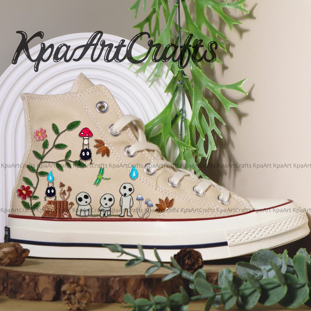 Sprite Forest Anime Custom Embroidered Converse, Cartoon Embroidered ...