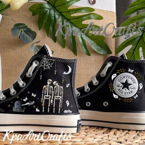 Skeletons Embroidered Converse, Custom Bone Lover Embroidered Shoes ...
