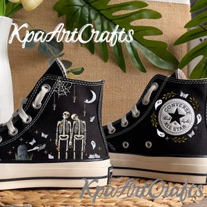 Skeletons Embroidered Converse, Custom Bone Lover Embroidered Shoes ...
