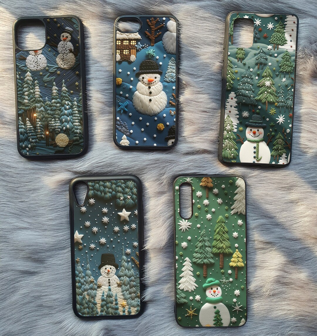 3D Snowman Winter Frolic Phone Case, Winter Scene Among Sparkling Pines ...