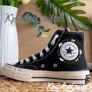 Skeletons Embroidered Converse, Custom Bone Lover Embroidered Shoes ...