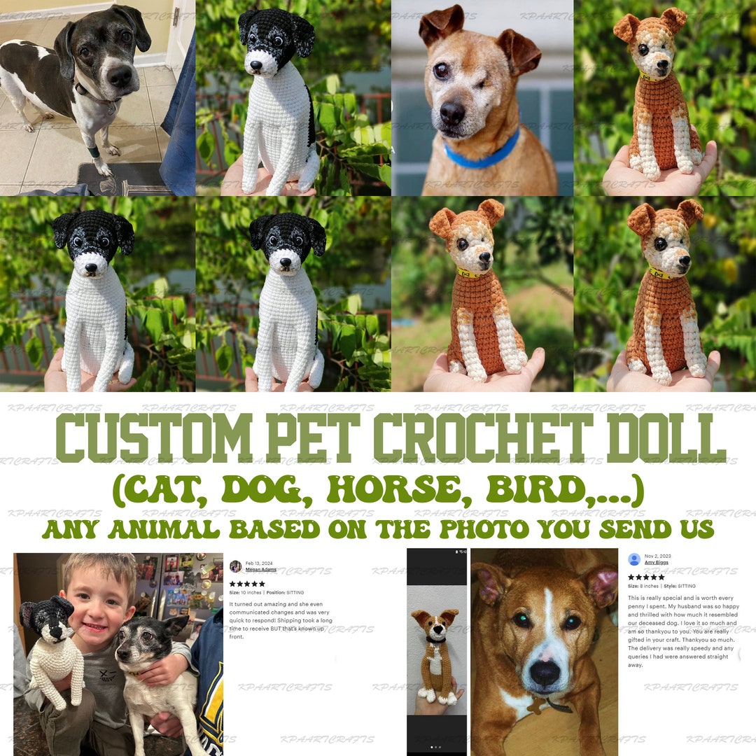 Custom Dog Crochet Doll, Pet Memorial Plush, Custom Crochet Dog, Look ...