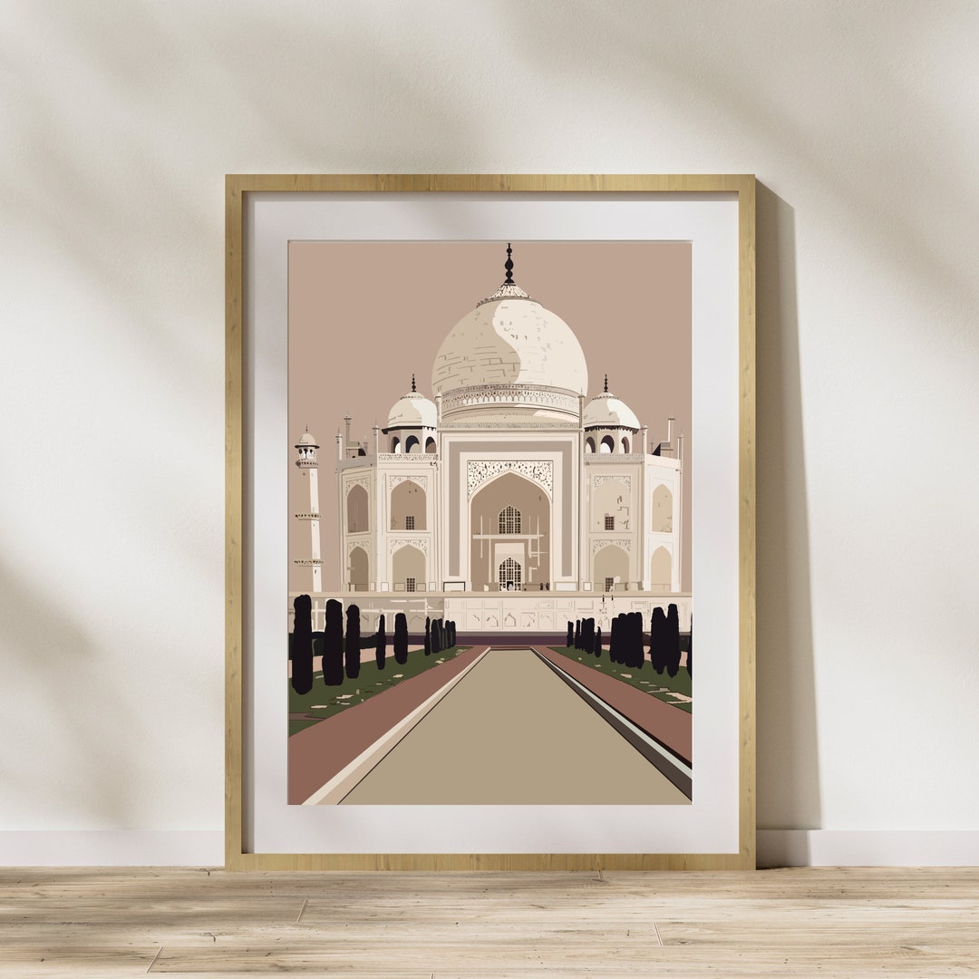 Taj Mahal, Digital Print, Landmark Art, Landmark Print, India, Agra ...