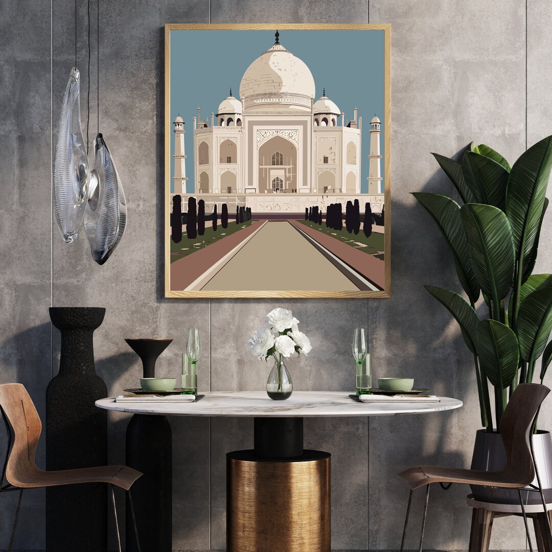 Taj Mahal, Digital Print, Landmark Art, Landmark Print, India, Agra ...