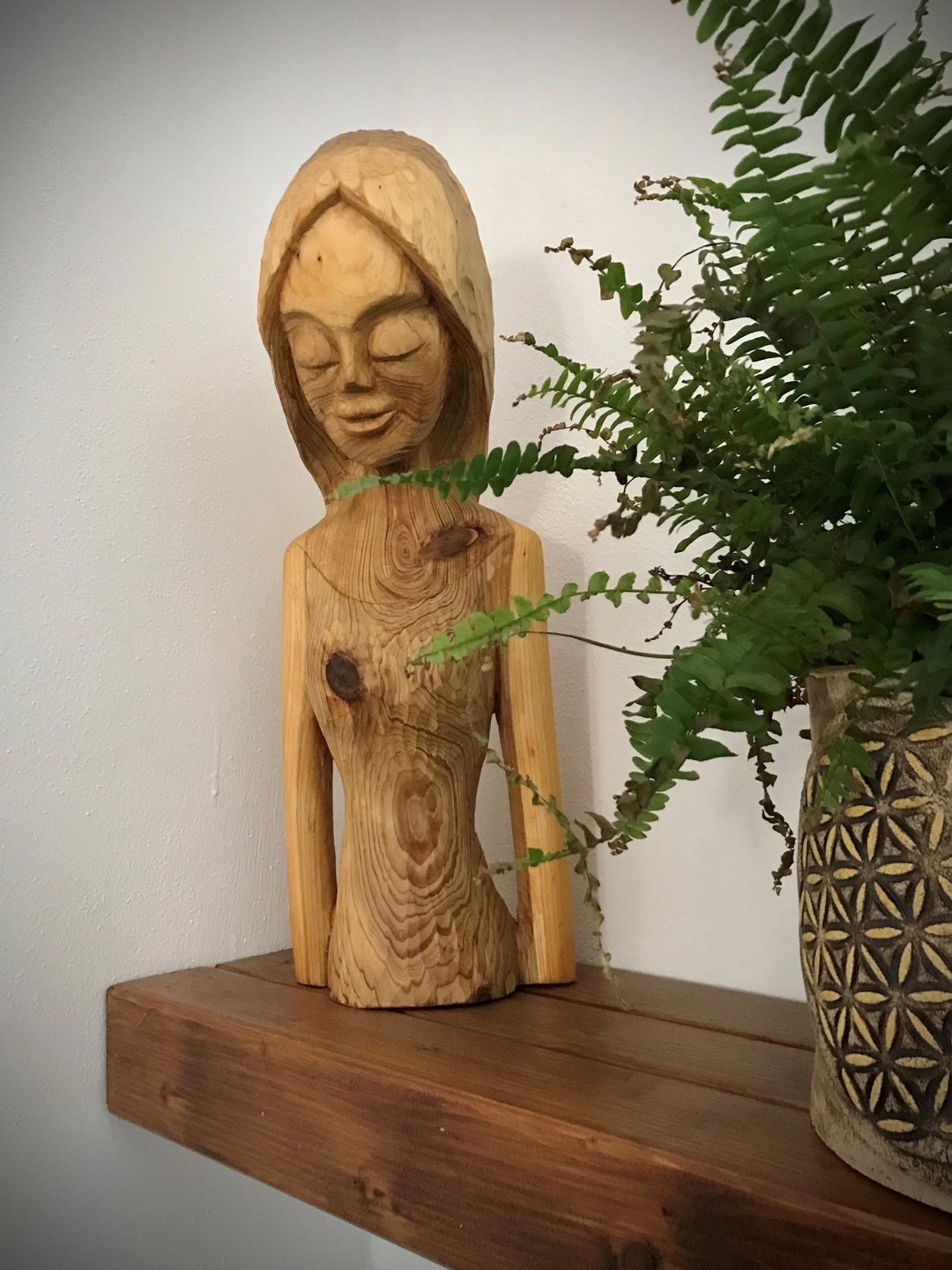 Joyful Girl. Thuja Wooden Woman Statue - Etsy