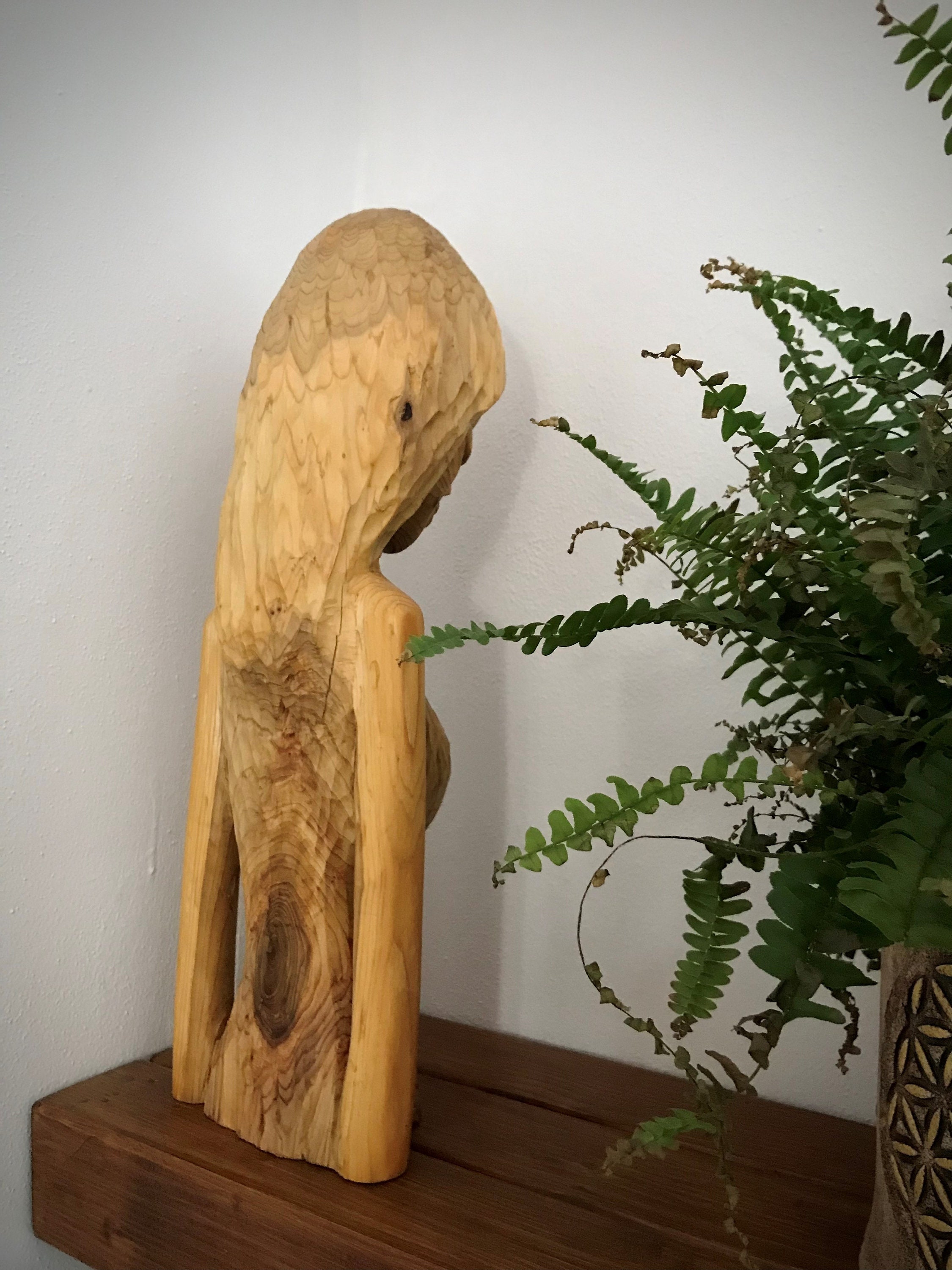 Joyful Girl. Thuja Wooden Woman Statue - Etsy