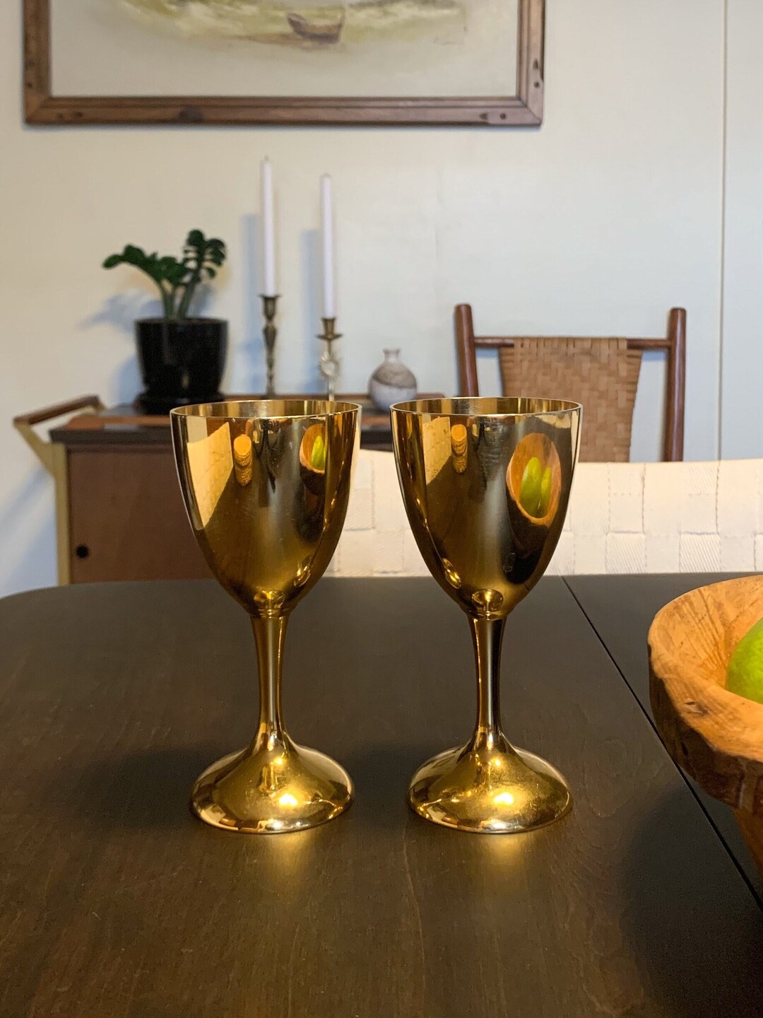 Brass Wine Water Goblets International Silver Co Set of Two - Etsy