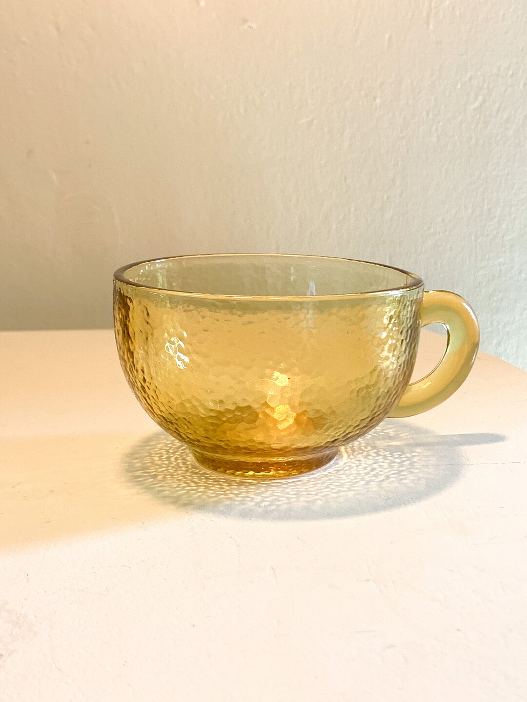 Set of 4 Vintage Amber Glass Tea Cup Coffee Mug Dimpled - Etsy