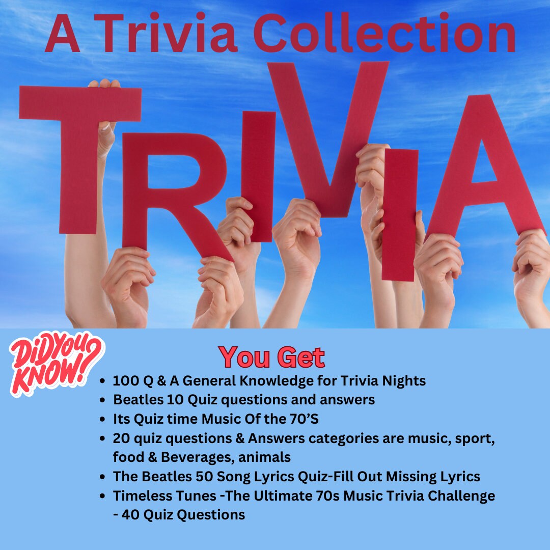 The Trivia Collection For Trivia Night Trivia Games Etsy The Trivia Collection For Trivia Night Trivia Games Etsy