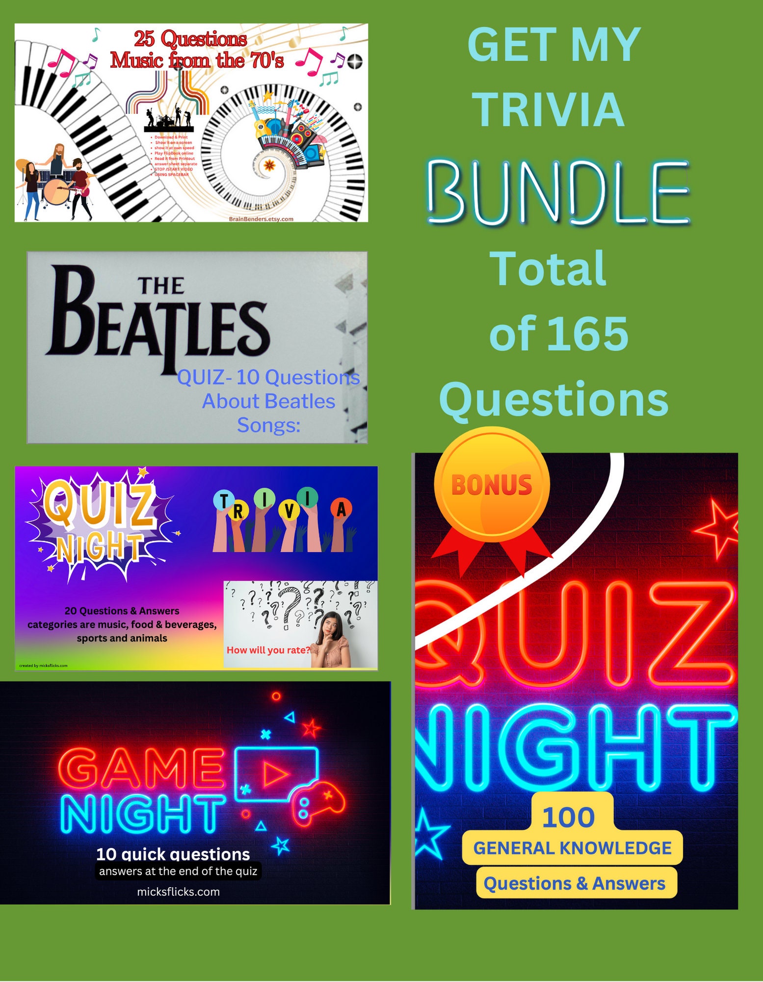The Trivia Collection for Trivia Night Trivia Games - Etsy
