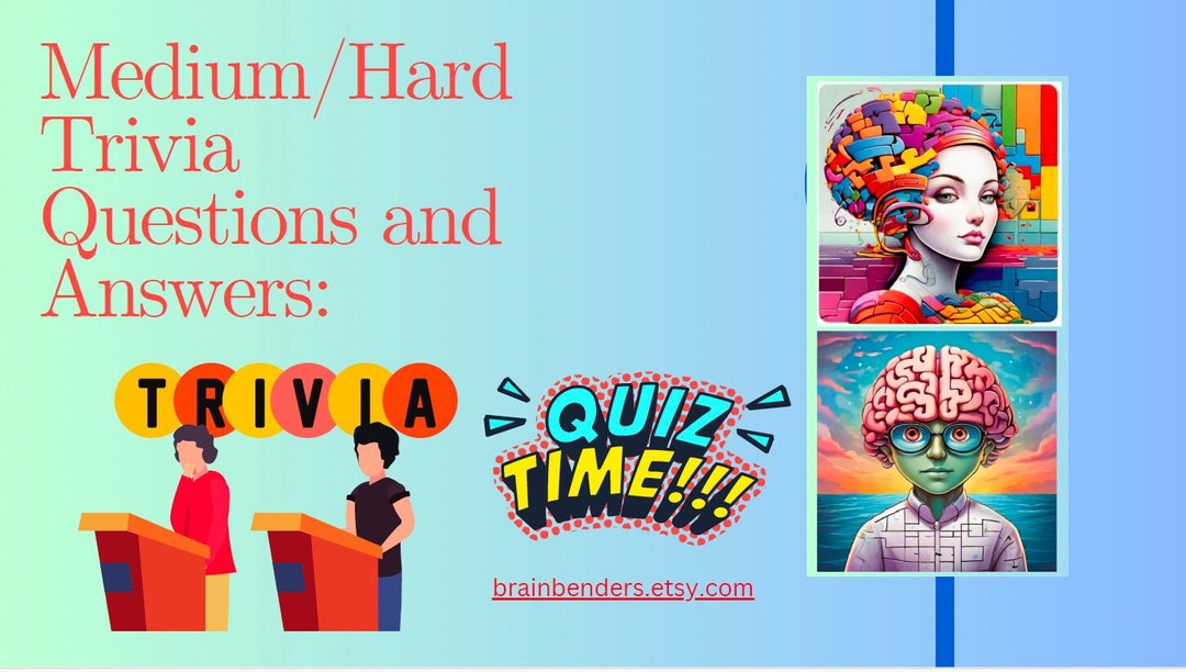 25 Medium Hard Trivia Questions General Knowledge-test Yourself. - Etsy
