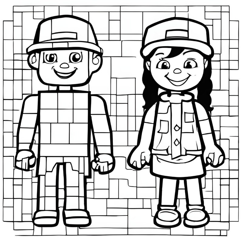 BLOCK PEOPLE - Kids Colouring Book - Etsy