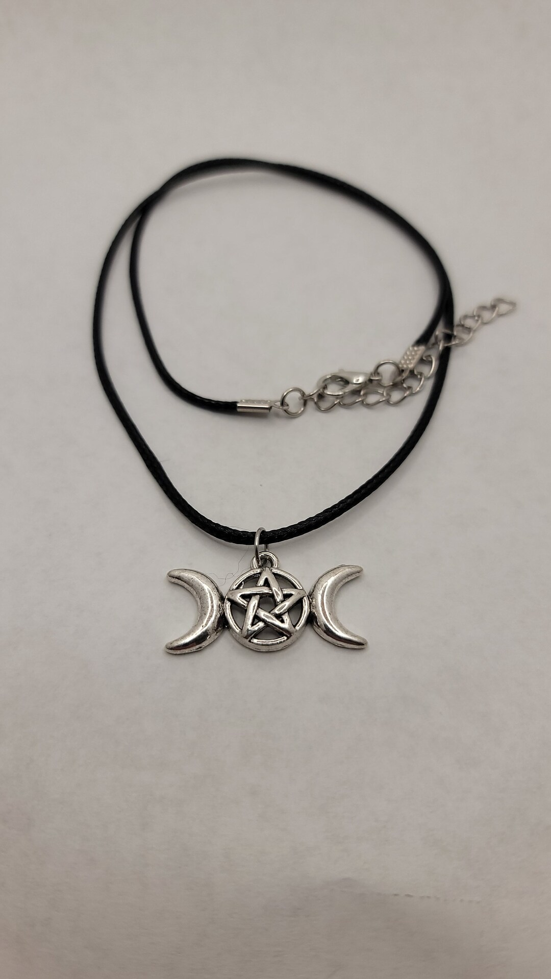 Triple Goddess Pentacle Charm Necklace in Silver. - Etsy