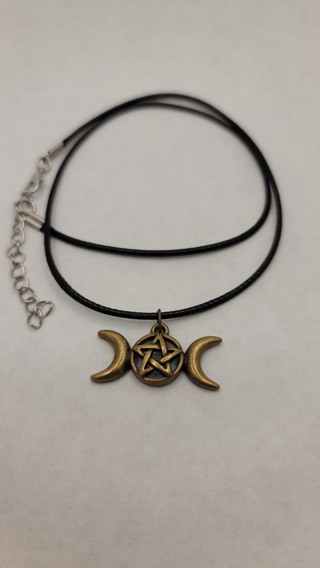 Triple Goddess Pentacle Charm Necklace in Antique Bronze. - Etsy