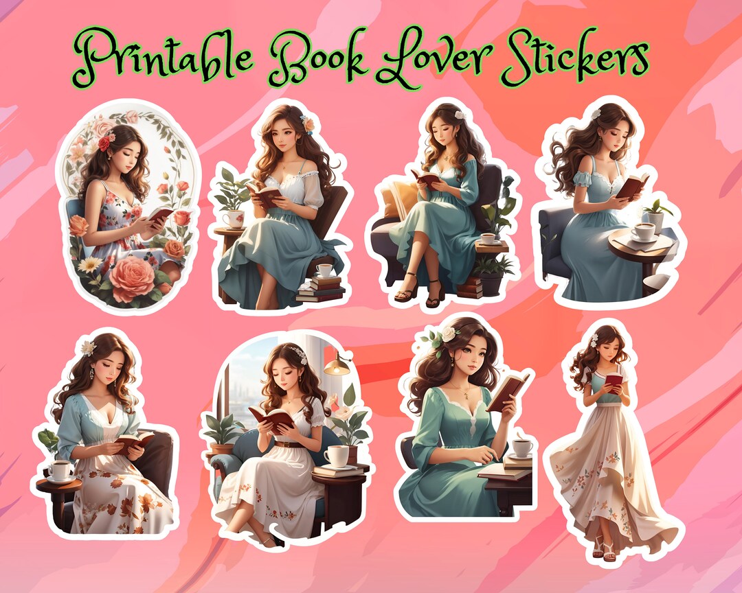 Printable Book Lover Stickers Png Book Lover Stickers Cute - Etsy