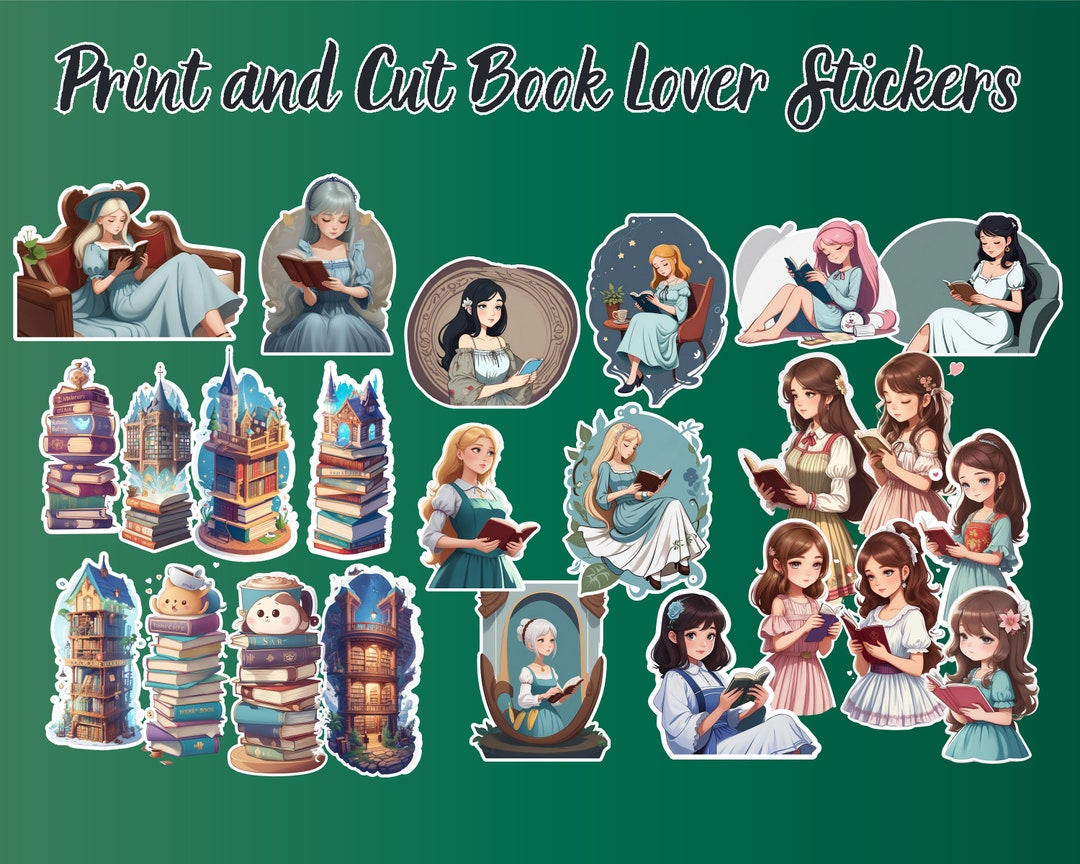 Print and Cut Book Lover Stickers Unique Design Digital Download - Etsy