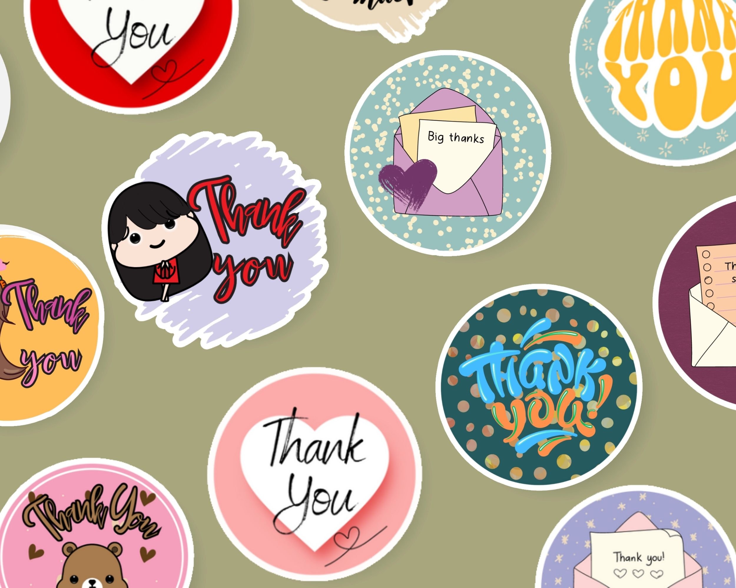 Digital Stickers Cute Thank You Stickers Printable Stickers Packaging ...