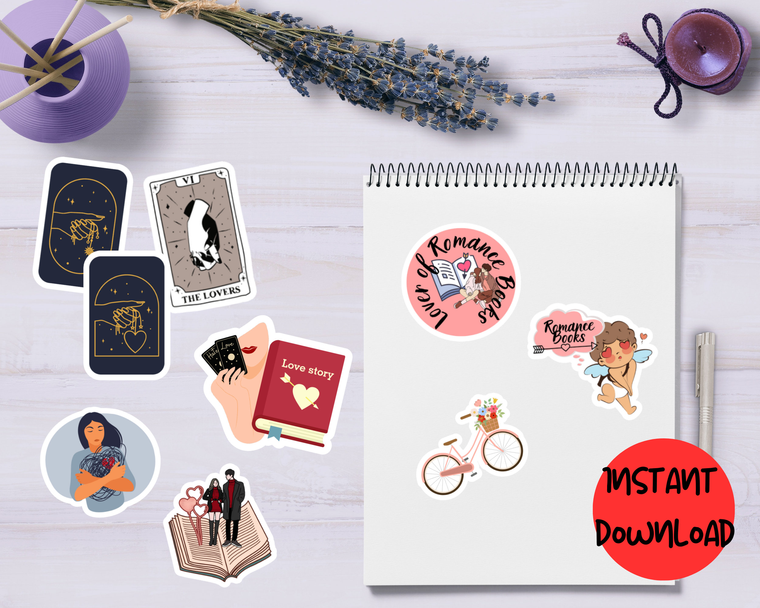 Printable Book Lover Stickers Book Stickers for Romance Books Lover PNG ...