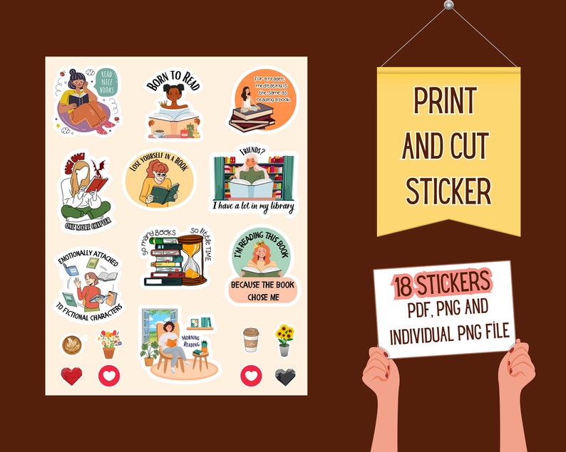 Printable Book Lover Stickers Book Stickers for Journal Stickers for ...
