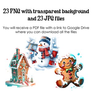 Christmas Watercolour Clipart Bundle Gingerbread Png Cookies Snowman ...