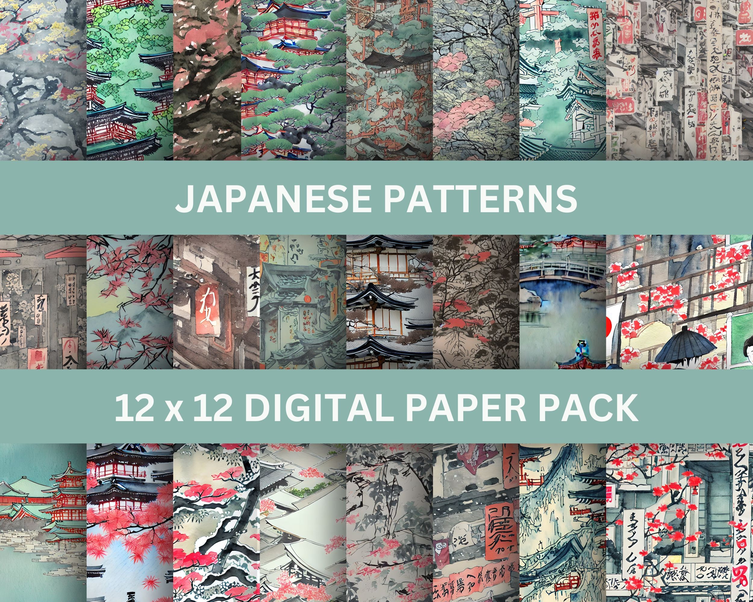 Japanese Paper Digital Asian Fabric Patterns Authentic Japanese Culture ...