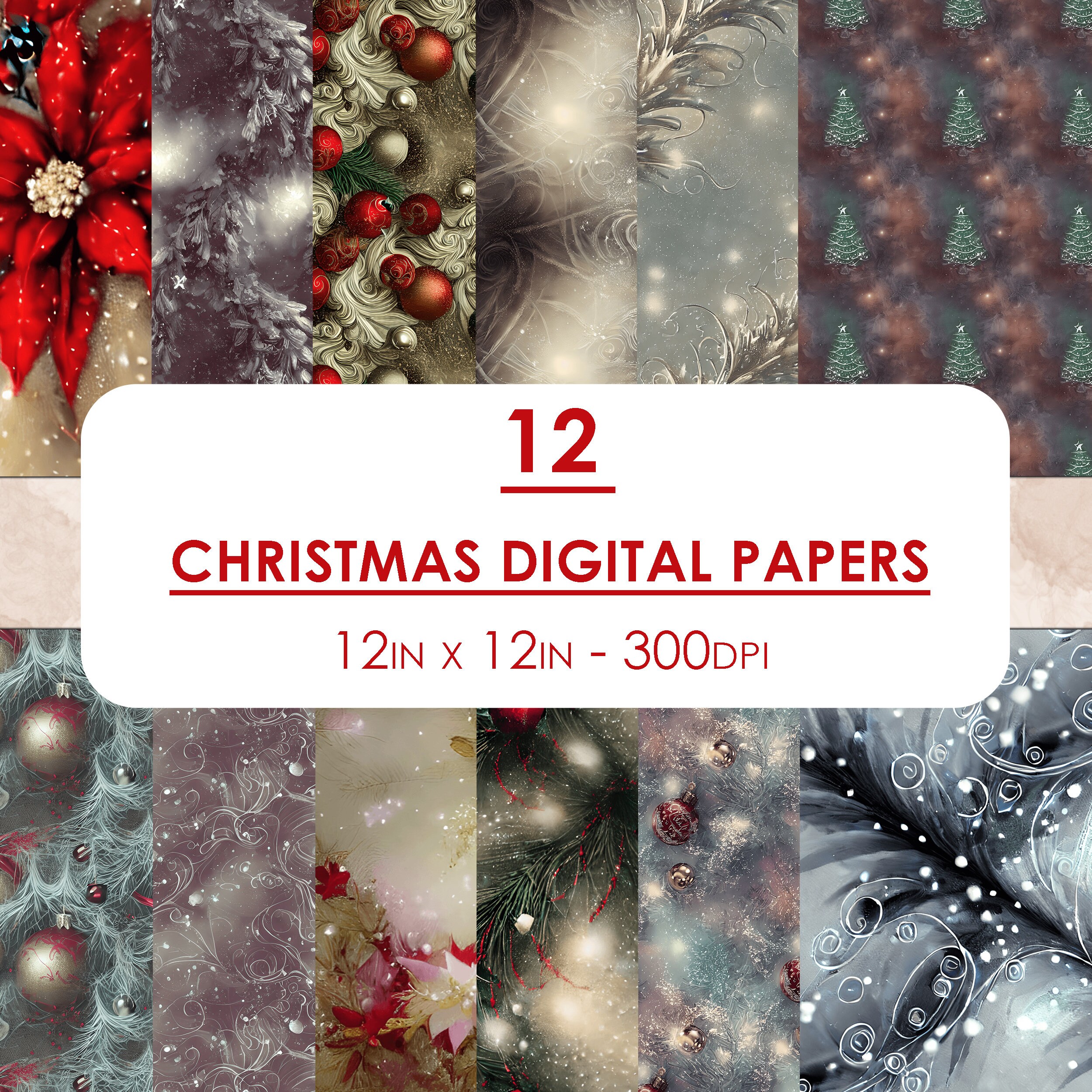 Christmas Holiday Background Digital Paper Printable Christmas Scrap ...