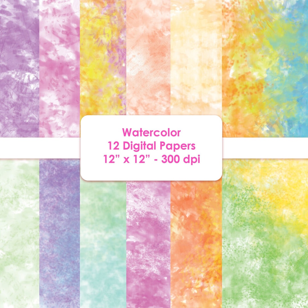Watercolor Digital Pastel Background Papers Rainbow Digital Paper Set ...