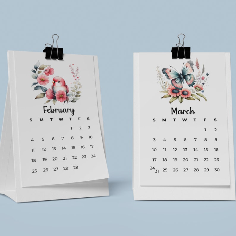 Animal Calendar 2024 Desk Printable Mini Calendar New Year 12 Month ...