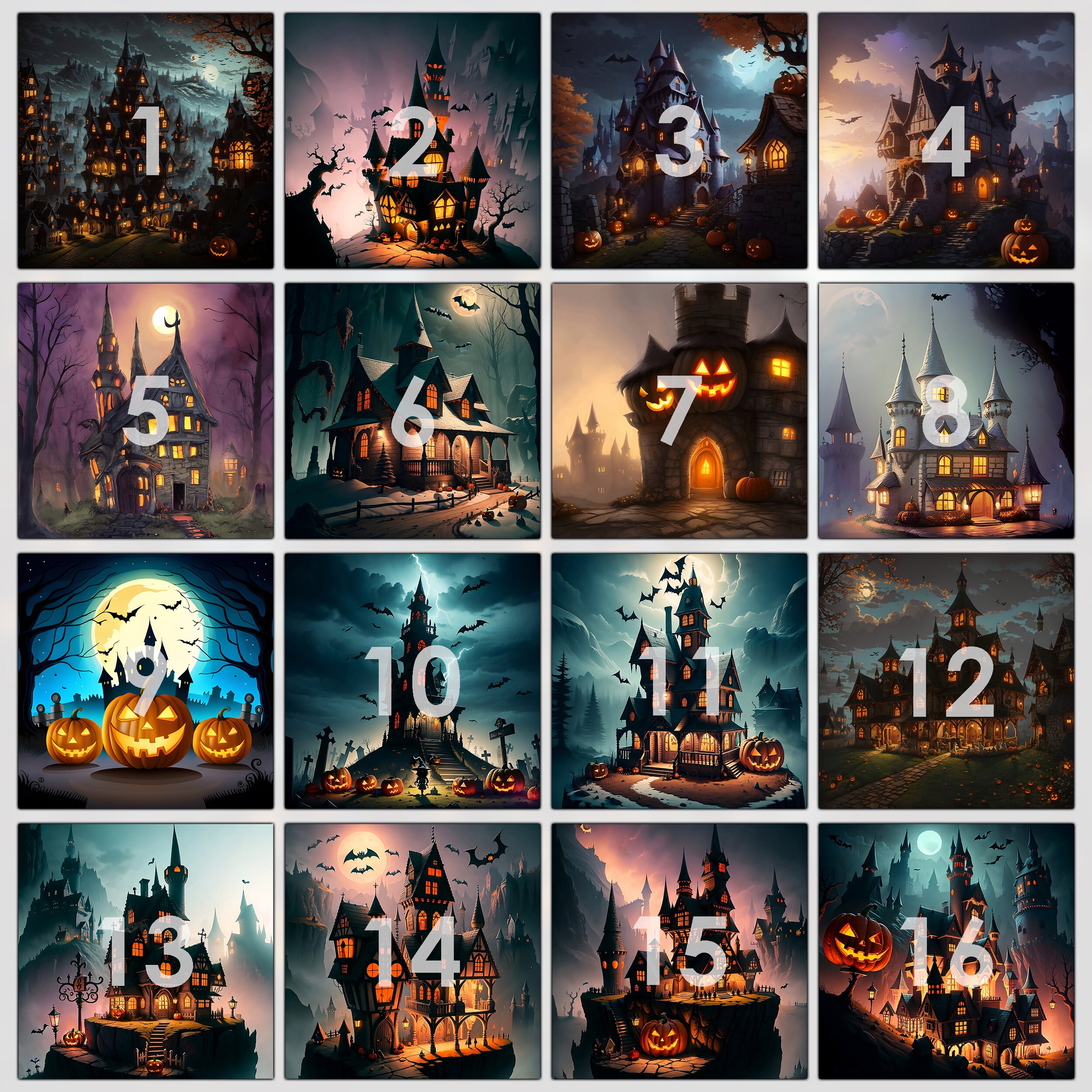 Halloween Scenes Digital Paper Printable Halloween Landscape - Etsy