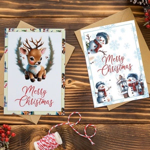 Printable Christmas Cards Holiday Season Print Card DIY Merry Christmas ...