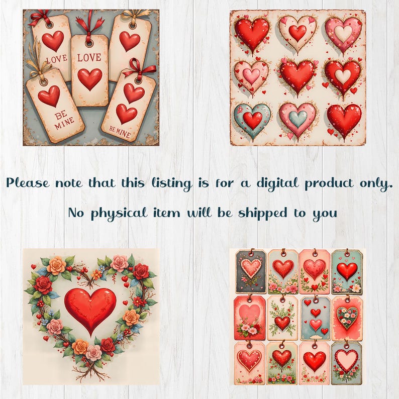 Valentine's Day Digital Paper Pack Heart Scrapbook Paper Vintage Love ...