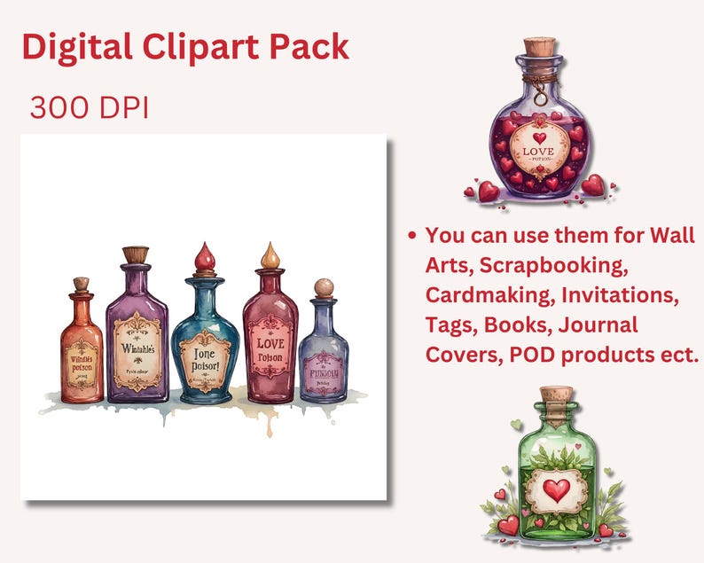 Love Potion Bottle PNG Valentines Day Clipart Bundle Valentine ...