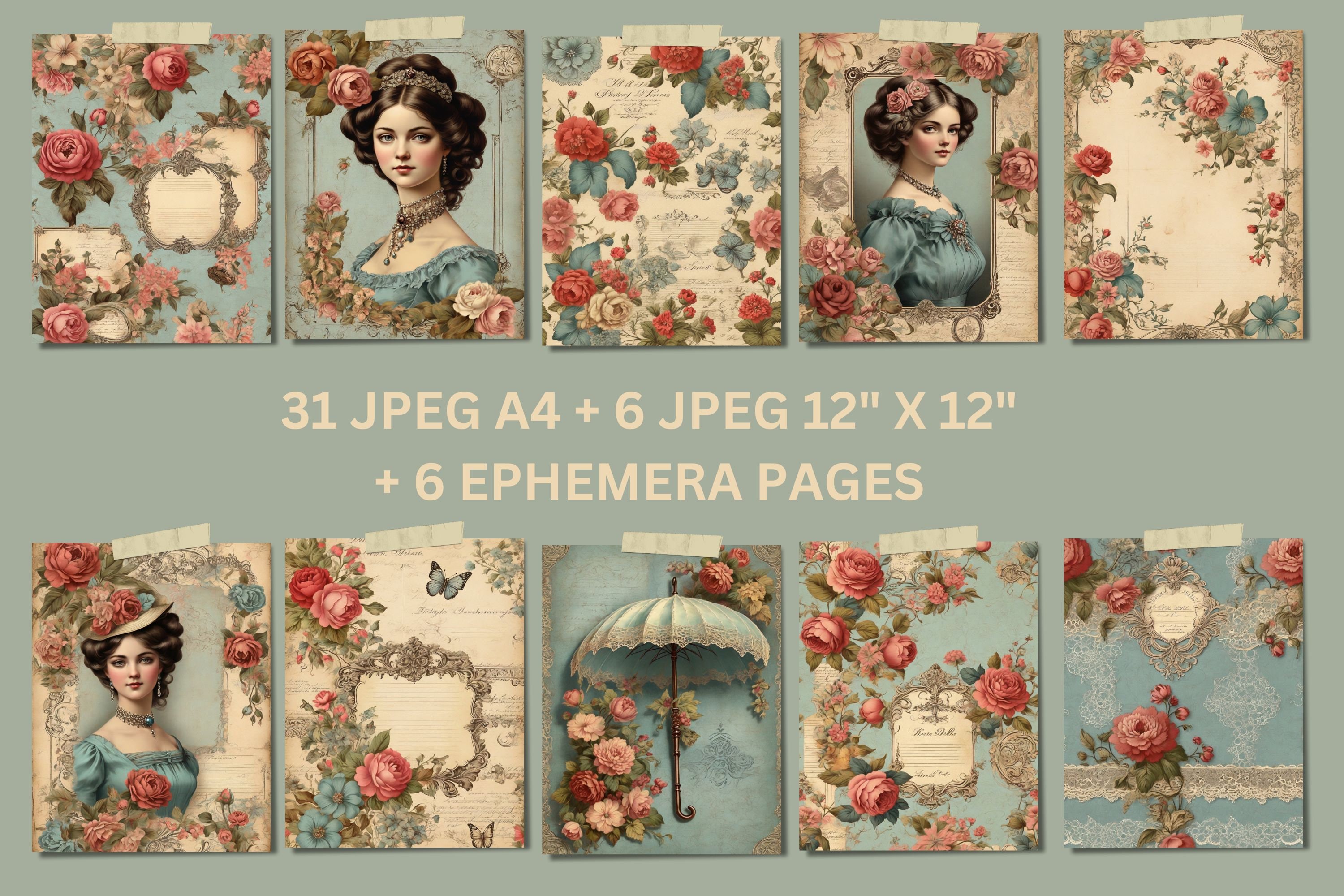 Victorian Scrapbook Pages Vintage Victorian Ladies Junk Journal Pages ...