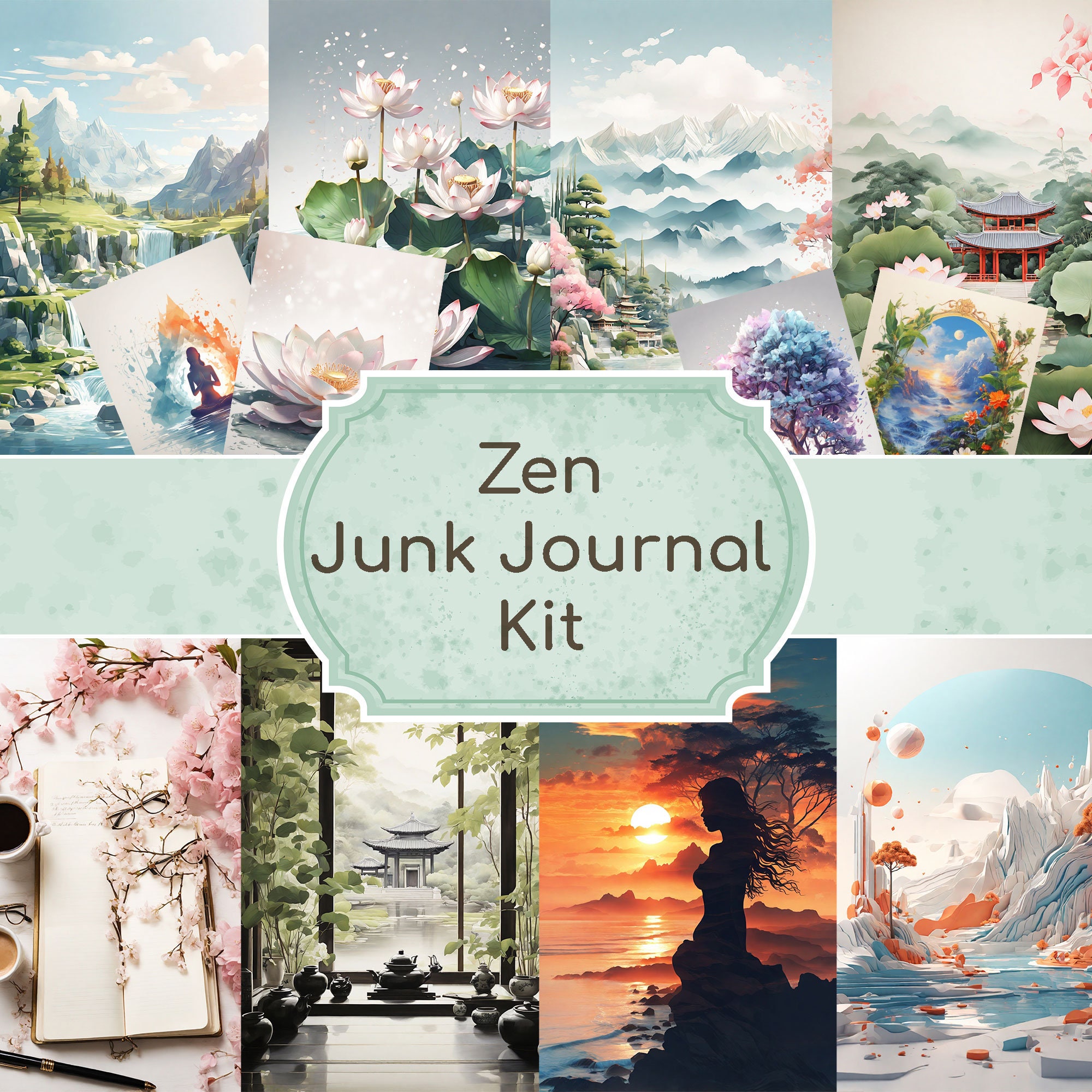 Zen Garden Japanese Junk Journal Kit Meditation Junk Journal Pages ...