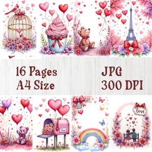 Valentine Junk Journal Printable Kit Collage Valentine's Day Digital ...