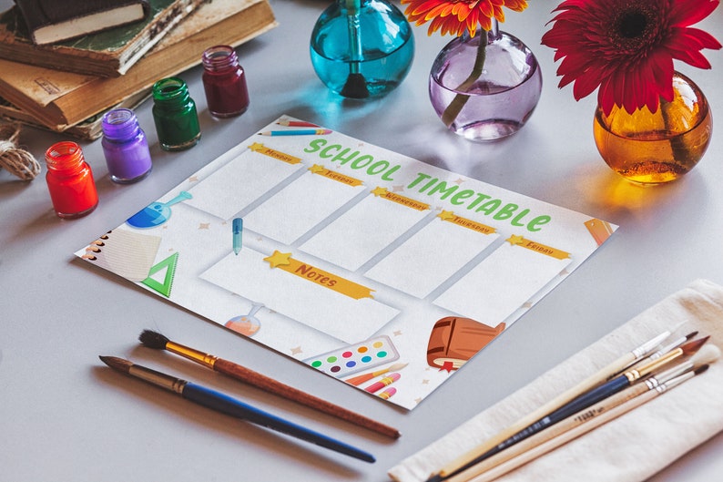 School Timetable and Study Plans Printable Kids Horizontal School ...