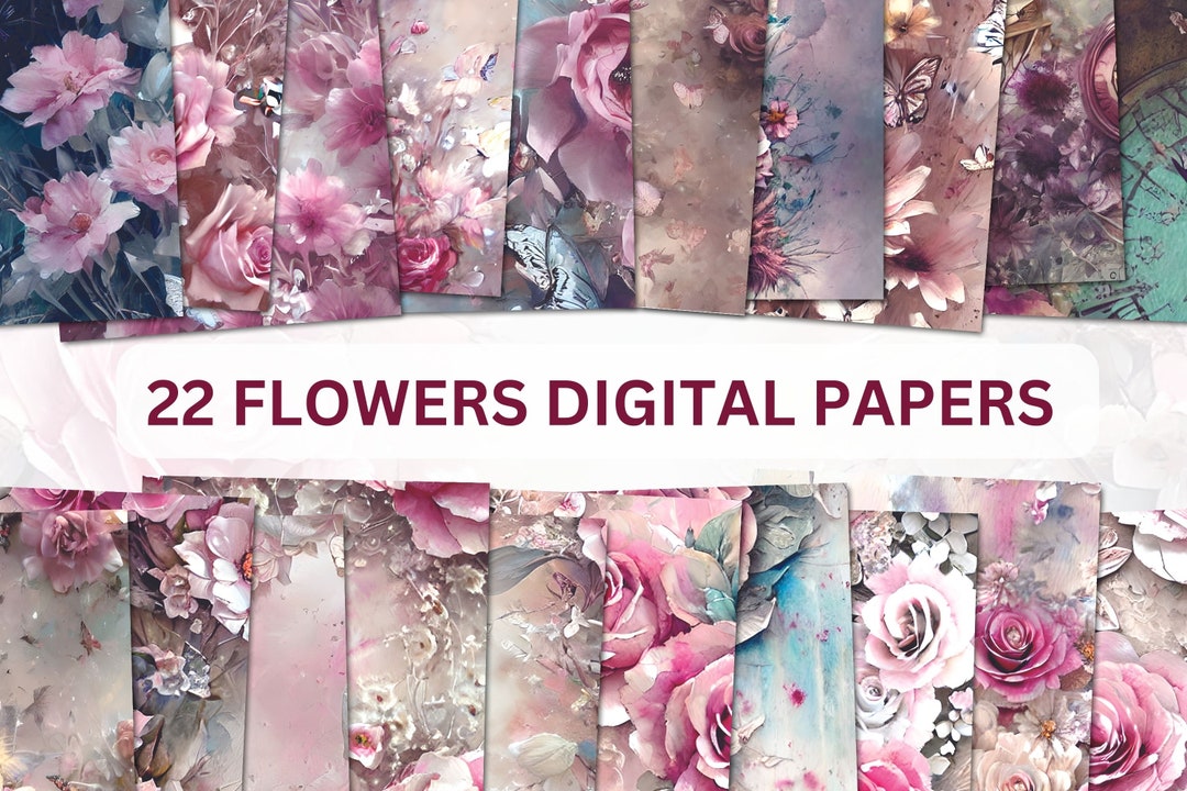 Shabby Chic Floral Digital Paper Vintage Roses Seamless Pattern Еlegant ...