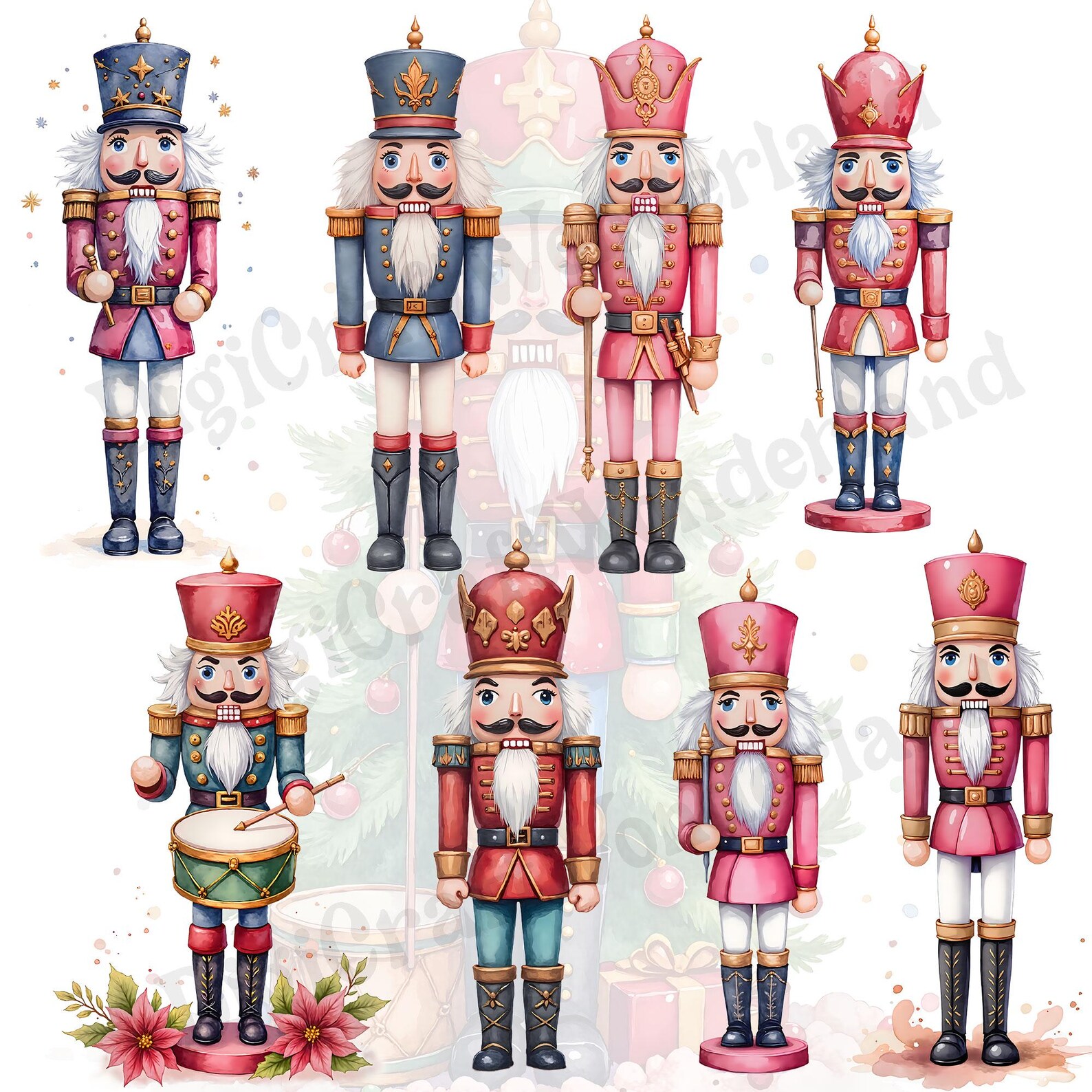 16 Christmas Nutcracker Clipart PNG Bundle Watercolor Nutcracker PNG ...
