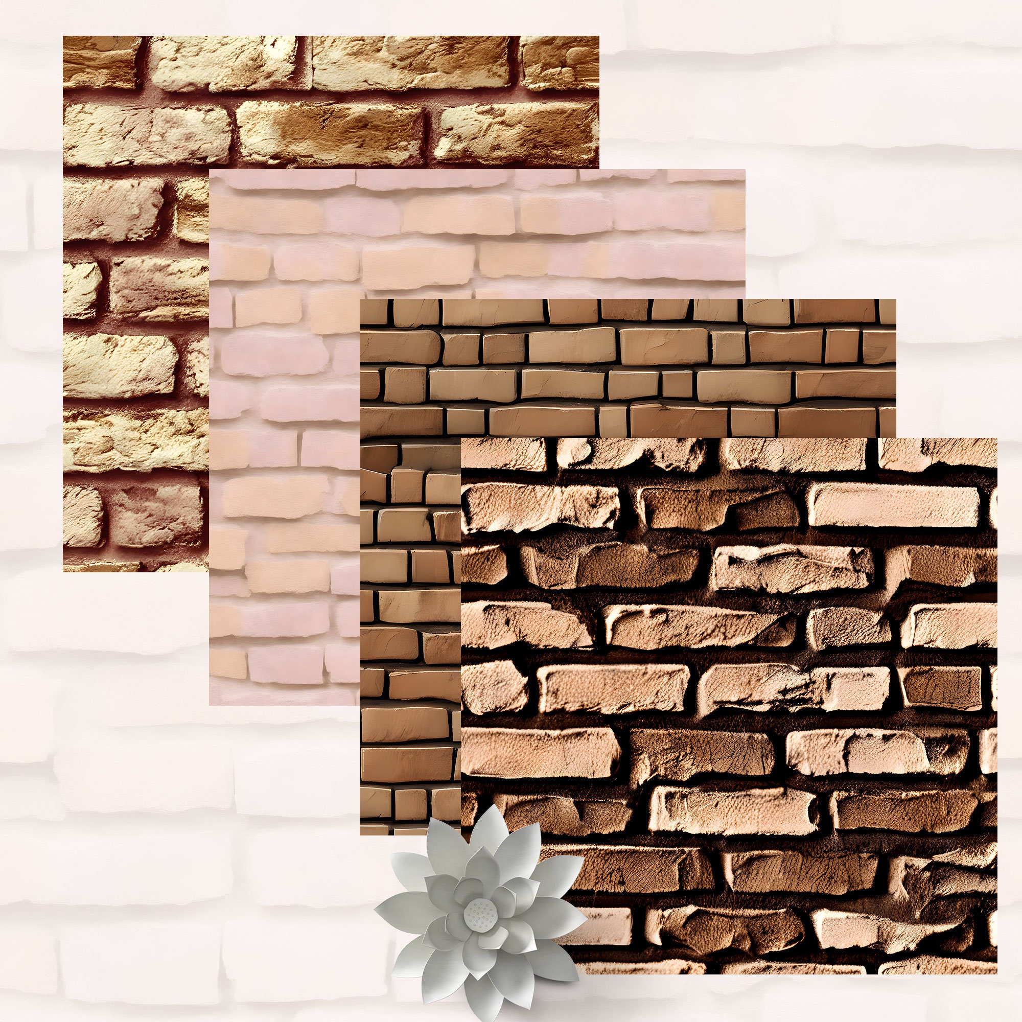 16 Red Brick Wall Printable Background Digital Papers Pack Red and ...