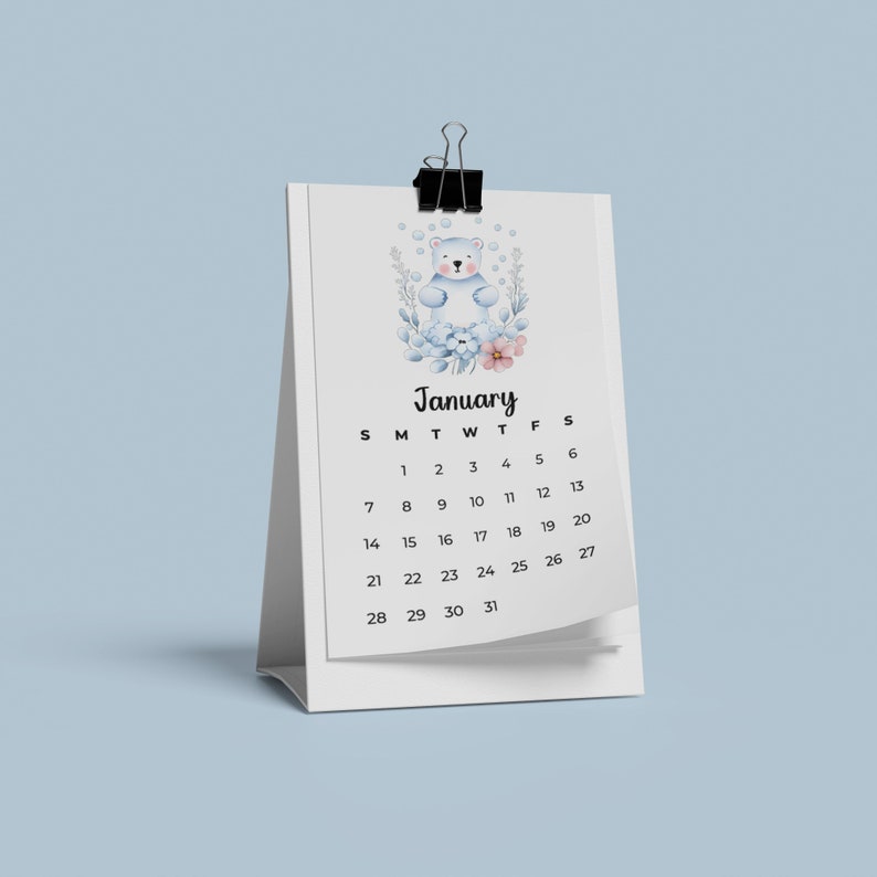 Animal Calendar 2024 Desk Printable Mini Calendar New Year 12 Month ...