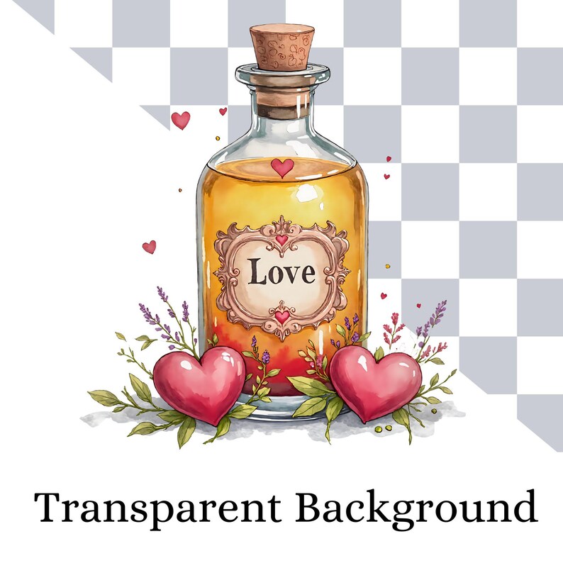 Love Potion Bottle PNG Valentines Day Clipart Bundle Valentine ...