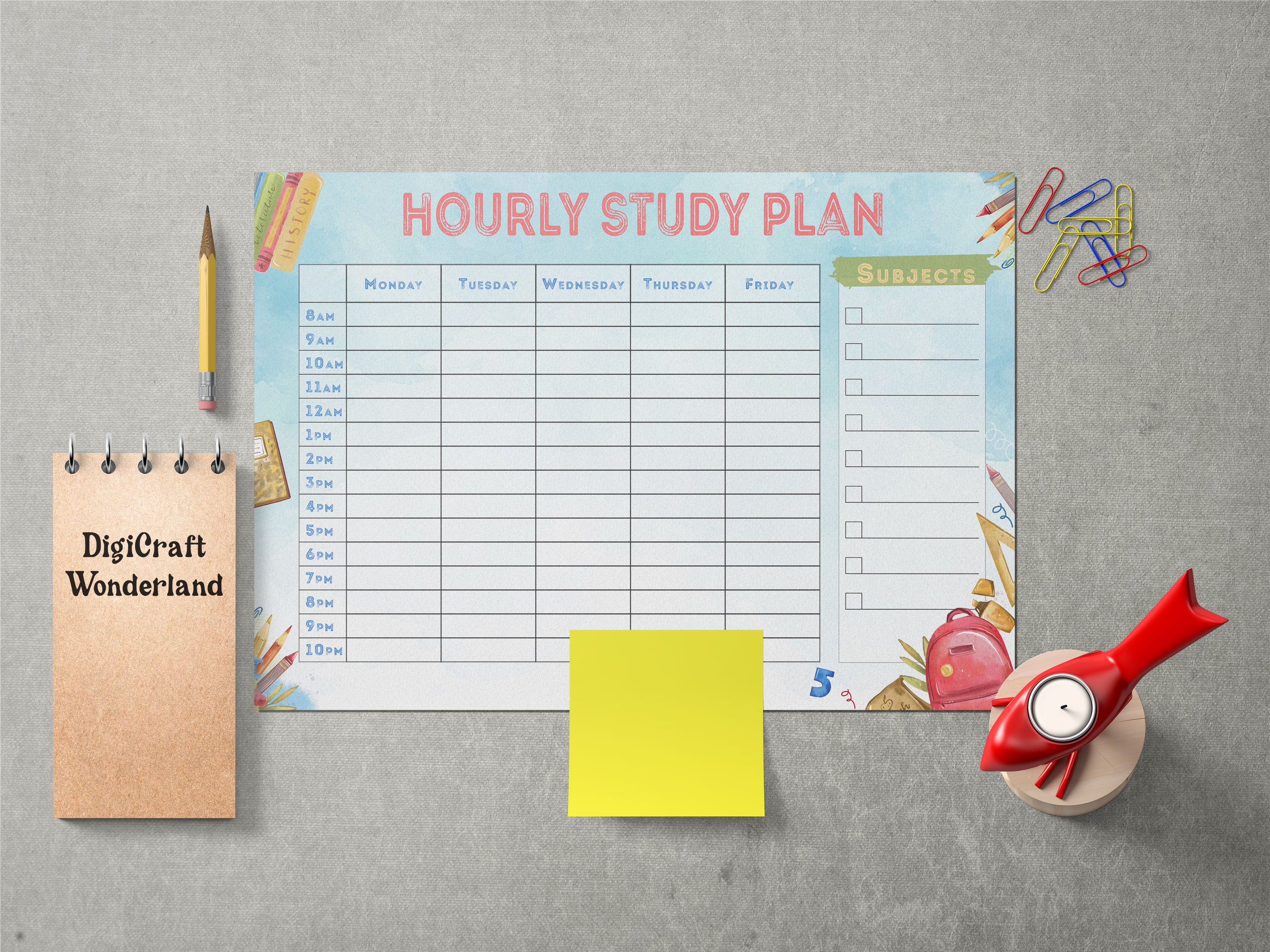 Printable School Timetable and Study Plans Kids School Planner Back to ...